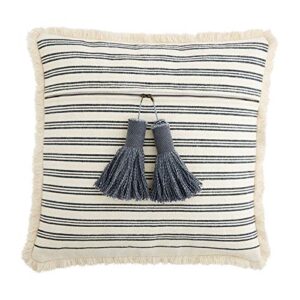 mud pie tassel fringe pillow, square, 20" x 20"