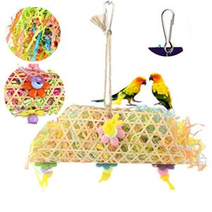 alfyng 4 Pack Bird Parrots Shredding Toys, Parakeet Chewing Foraging Shredder Toy, Bird Loofah Foraging Cage Hanging Toy for Parakeets, Cockatiels, Conures, Budgie, Lovebirds, African Grey Amazon