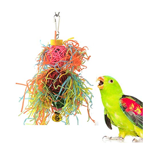 alfyng 4 Pack Bird Parrots Shredding Toys, Parakeet Chewing Foraging Shredder Toy, Bird Loofah Foraging Cage Hanging Toy for Parakeets, Cockatiels, Conures, Budgie, Lovebirds, African Grey Amazon