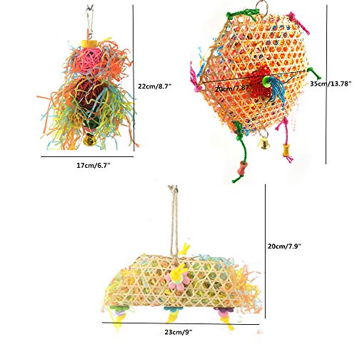 alfyng 4 Pack Bird Parrots Shredding Toys, Parakeet Chewing Foraging Shredder Toy, Bird Loofah Foraging Cage Hanging Toy for Parakeets, Cockatiels, Conures, Budgie, Lovebirds, African Grey Amazon