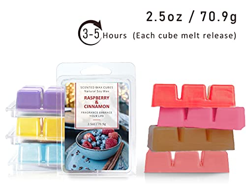 SCENTORINI Wax Melts, Scented Soy Wax Cubes for Wax Warmer, 8 x 2.5 oz, Sea Breeze, Linen, Winds in Summer, Espresso, Cherry, Raspberry & Cinnamon, Lavender, Blush Peony