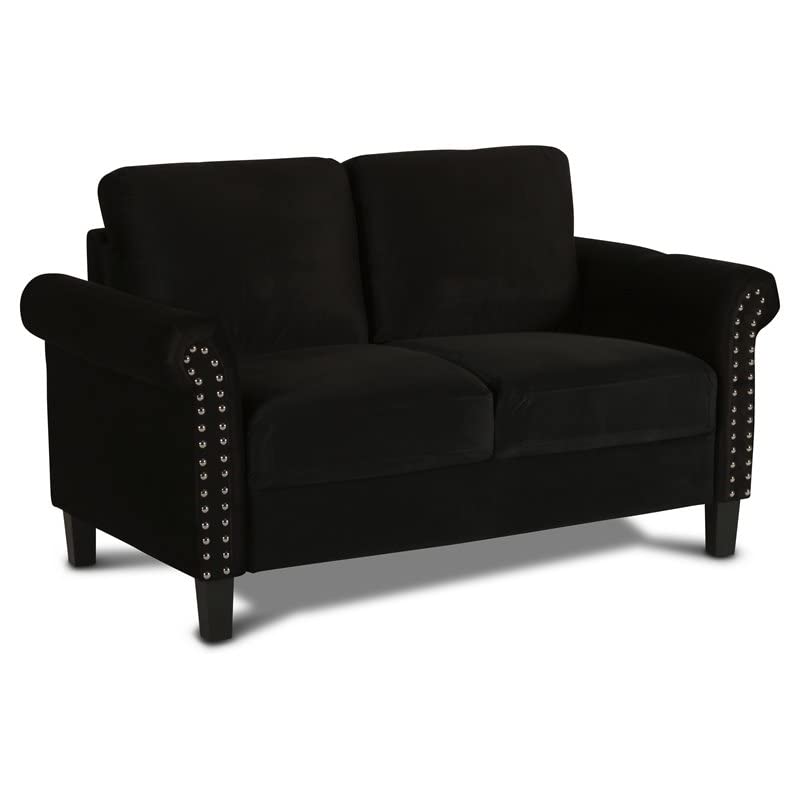 New Classic Furniture Alani Sofas and Couches, Loveseat, Black