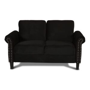 New Classic Furniture Alani Sofas and Couches, Loveseat, Black