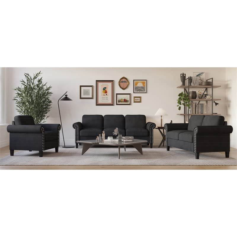 New Classic Furniture Alani Sofas and Couches, Loveseat, Black