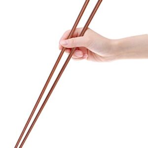 GLAMFIELDS 16.5 Inches Wooden Cooking Chopsticks Reusable for Noodles Frying Hotpot Extra Long Kitchen Chop Sticks Brown 2 Pairs