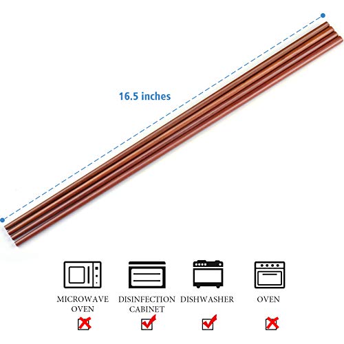 GLAMFIELDS 16.5 Inches Wooden Cooking Chopsticks Reusable for Noodles Frying Hotpot Extra Long Kitchen Chop Sticks Brown 2 Pairs