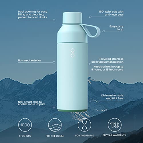 Ocean Bottle - Recycled Stainless Steel Drinks Reusable Water Bottle - Eco-Friendly & Reusable - Sky Blue - 500ml