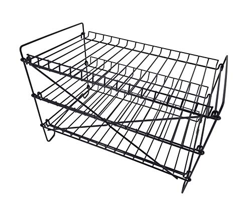 FixtureDisplays 16" x 12.5" x 10" Wire Rack for Countertop Use with 3 Open Shelves, Black 10085-NEW