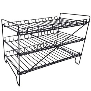 FixtureDisplays 16" x 12.5" x 10" Wire Rack for Countertop Use with 3 Open Shelves, Black 10085-NEW