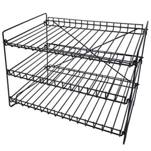 FixtureDisplays 16" x 12.5" x 10" Wire Rack for Countertop Use with 3 Open Shelves, Black 10085-NEW