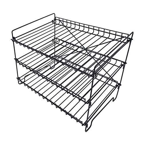 FixtureDisplays 16" x 12.5" x 10" Wire Rack for Countertop Use with 3 Open Shelves, Black 10085-NEW