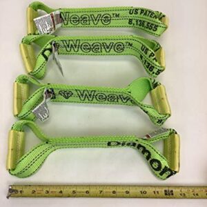 Safe 'n Secure 8 Point Heavy Duty Hi Viz Diamond Weave 18' Strap Kit for Rollback/Flatbed Tie Downs with 12" Chain Tail