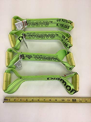 Safe 'n Secure 8 Point Heavy Duty Hi Viz Diamond Weave 18' Strap Kit for Rollback/Flatbed Tie Downs with 12" Chain Tail