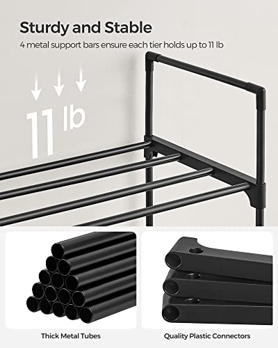 SONGMICS Shoe Rack, 3 Tier Shoe Organizer, Metal Shoe Storage Shelf for 15 Pairs of Shoes, Easy to Assemble, Entryway, Black ULSA303B02