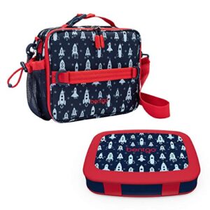 bentgo prints insulated lunch bag set with kids bento-style lunch box (space rockets)