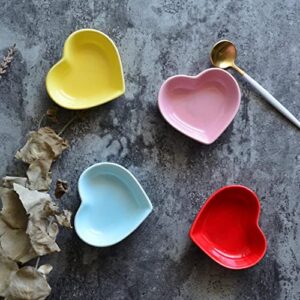 Gaolinci Heart-Shaped Multipurpose Ceramic Sauce Dish Seasoning Dishes Sushi Dipping Bowl Appetizer Plates Serving Dish Saucers Bowl(Set of 6), Multiple Colour