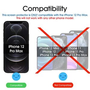 amFilm Glass Screen Protector Compatible for iPhone 12 Pro Max 6.7" Display, 2020, with Easy Installation Tray, Tempered Glass, 3 Pack