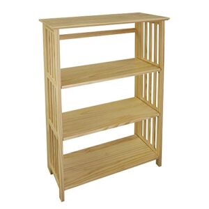 casual home "soho manhattan 4-shelf folding bookcase 26"" wide - natural (333-40)