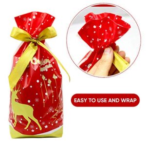 Hidreas 50 Pcs Christmas Candy Bags Christmas Drawstring Candy Bags Christmas Treat Bags Cookie Bags for Christmas Party Favor Gift Wrapping Supplies