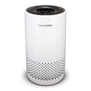 happy living true hepa 360-degree filtration air purifier, wide coverage (white, 4-stage)