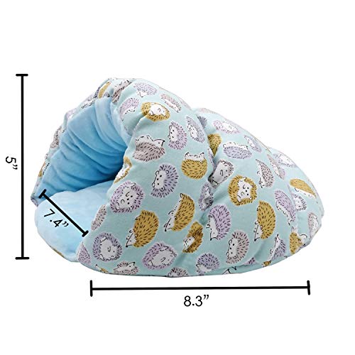 Handmade Portable Sleeping Bag Pouch Hideout Cave Habitat for Hedgehog Guinea Pig Hamster Ferret Squirrel Small Pet Animals Bed Nest House Cage Accessory (Blue)