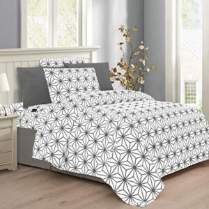 Elegant Comfort Luxury Soft Bed Sheets Cube Pattern 1500 Thread Count Percale Egyptian Quality Softness Wrinkle and Fade Resistant (6-Piece) Bedding Set, King, Gray