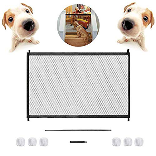 70.9"x28.3" Pet Gate,Baby Gate,Magic Gate Portable Folding mesh gate Safe Guard Isolated ，Indoor and Outdoor Safety Gate Install Anywhere (Black)