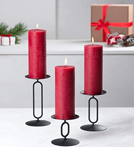 Candle Holders Black Metal Base Candleholders for Desk Top Decoration Table or Mantel Centerpiece in Dining & Living Room, Candelabra for flameless LED, Sphere & Pillar Candles (Set of 3)