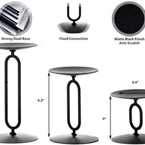 Candle Holders Black Metal Base Candleholders for Desk Top Decoration Table or Mantel Centerpiece in Dining & Living Room, Candelabra for flameless LED, Sphere & Pillar Candles (Set of 3)