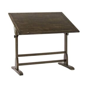 offex classic design vintage wood drafting table with 42"x 30" adjustable top and pencil groove - distressed black