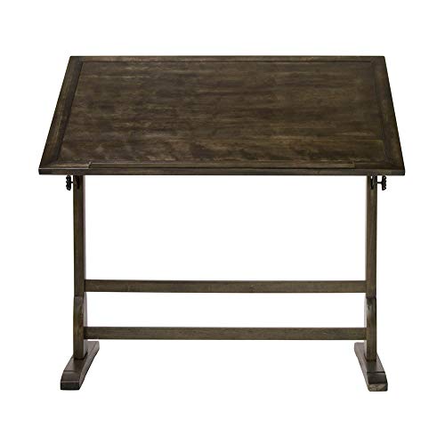 Offex Classic Design Vintage Wood Drafting Table with 42"x 30" Adjustable Top and Pencil Groove - Distressed Black