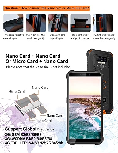 OUKITEL WP5 Pro Rugged Cell Phone Unlocked, 4GB +64GB 8000mAh Android 10 Smartphone IP68 Waterproof 5.5" HD+ Triple Camera Global Version 4G LTE GSM AT&T T-Mobile Metro PCS Face ID Fingerprint