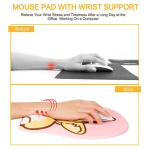 HAOCOO Ergonomic Pink Mouse Pad with Wrist Support,Non-Slip Backing Corgi Anime Cute Gel Mouse Pad Wrist Rest, Easy-Typing and Pain Relief for Gaming Office Computer Laptop(Pink Cute Corgi)