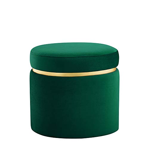 Amazon Brand – Rivet Asher Oval Upholstered Storage Ottoman, 18"W, Emerald Velvet