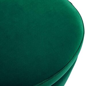 Amazon Brand – Rivet Asher Oval Upholstered Storage Ottoman, 18"W, Emerald Velvet