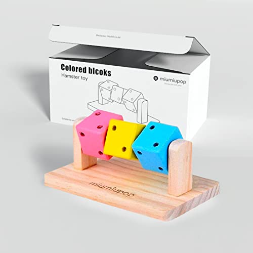 miumiupop Hamster Chew Toy Wood Platform Grinding Teeth Toys Exercise Intelligence Training Colorful Wooden Block for Small Animals Chinchilla Gerbil Guinea Pig Rat Chipmunk Squirrel Sugar Glider