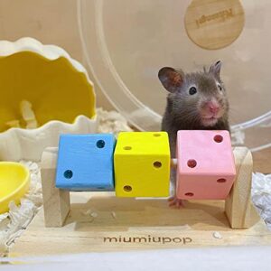 miumiupop Hamster Chew Toy Wood Platform Grinding Teeth Toys Exercise Intelligence Training Colorful Wooden Block for Small Animals Chinchilla Gerbil Guinea Pig Rat Chipmunk Squirrel Sugar Glider