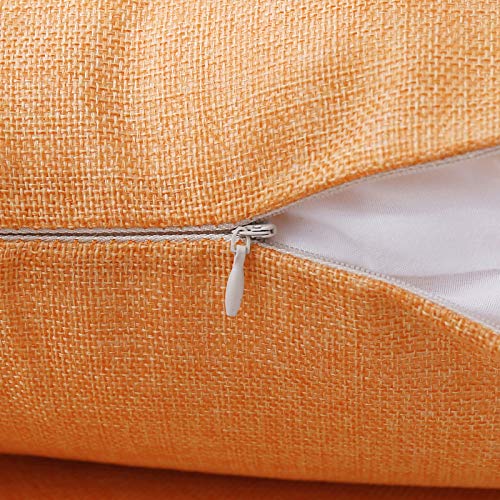 WLNUI Set of 2 Fall Orange Pillow Covers 24x24 Inch Rustic Linen Decorative Square Throw Pillow Covers Cushion Case for Sofa Couch Home Farmhouse Decor