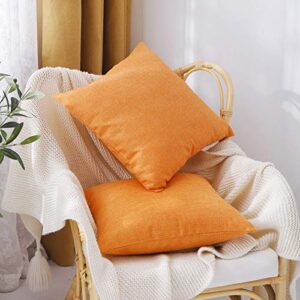 WLNUI Set of 2 Fall Orange Pillow Covers 24x24 Inch Rustic Linen Decorative Square Throw Pillow Covers Cushion Case for Sofa Couch Home Farmhouse Decor