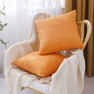 WLNUI Set of 2 Fall Orange Pillow Covers 24x24 Inch Rustic Linen Decorative Square Throw Pillow Covers Cushion Case for Sofa Couch Home Farmhouse Decor