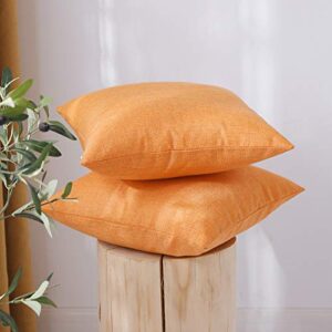 WLNUI Set of 2 Fall Orange Pillow Covers 24x24 Inch Rustic Linen Decorative Square Throw Pillow Covers Cushion Case for Sofa Couch Home Farmhouse Decor