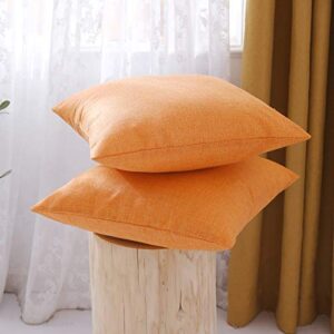 WLNUI Set of 2 Fall Orange Pillow Covers 24x24 Inch Rustic Linen Decorative Square Throw Pillow Covers Cushion Case for Sofa Couch Home Farmhouse Decor