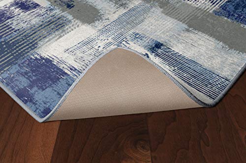 Brumlow MILLS Zora Abstract Machine Washable Indoor/Outdoor Area Rug for Home Office, Living Room or Bedroom Carpet, Dining or Kitchen Runner Rug, 5' x 7'6", Blue