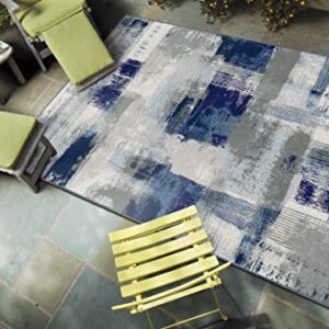 Brumlow MILLS Zora Abstract Machine Washable Indoor/Outdoor Area Rug for Home Office, Living Room or Bedroom Carpet, Dining or Kitchen Runner Rug, 5' x 7'6", Blue