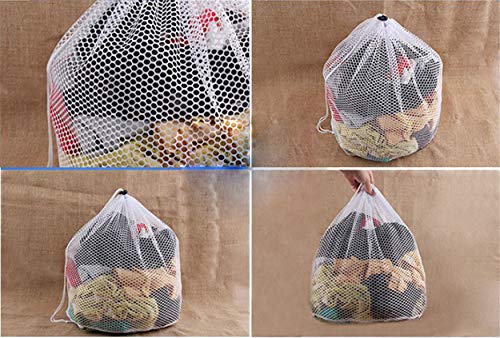 Premium Fine Mesh Laundry Bag - Sturdy White Mesh Material with Drawstring Closure. Ideal Machine Washable Mesh Laundry Bag for Factories, College, Dorm and Apartment Dwellers - (Large, 20 x 28")