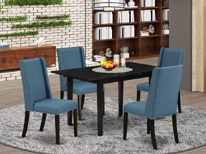 east west furniture dining set nofl5-blk-21, black