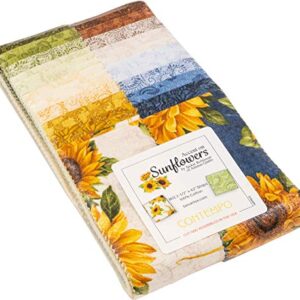 Jackie Robinson Accent On Sunflowers Strip-Pies 40 2.5-inch Strips Jelly Roll Benartex