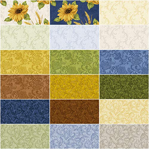 Jackie Robinson Accent On Sunflowers Strip-Pies 40 2.5-inch Strips Jelly Roll Benartex