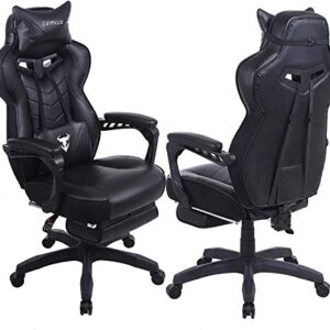 Zeanus Gaming Chairs with Footrest Recliner Computer Chair for Adults Massage Gaming Chair Big and Tall Gaming Chair Ergonomic Office Gamer Chair for Heavy People Recliner Racing Gaming Chair Black