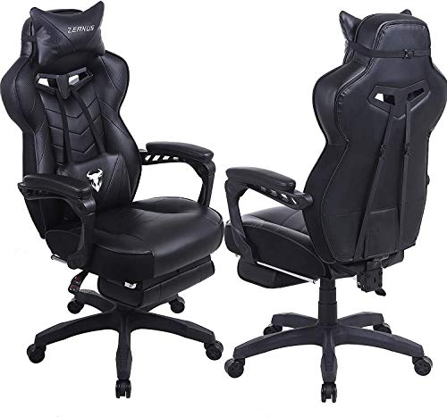 Zeanus Gaming Chairs with Footrest Recliner Computer Chair for Adults Massage Gaming Chair Big and Tall Gaming Chair Ergonomic Office Gamer Chair for Heavy People Recliner Racing Gaming Chair Black